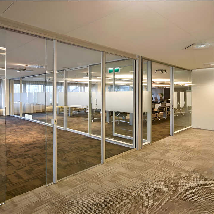 Folding Glass Partition Wall Panel Office Separator with Durable Glass ...