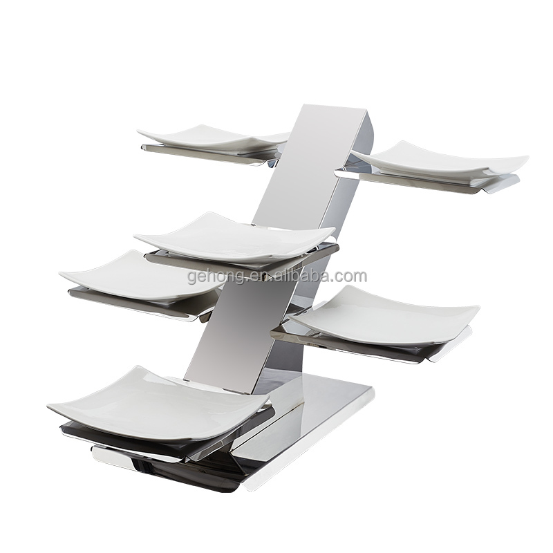 Restaurant Stainless Steel Serving Metal Food Buffet Trays 3 Tier ...