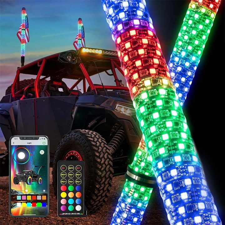 2.2inch Fat Whip Antenna Spiral Chase Offroad Warning LED