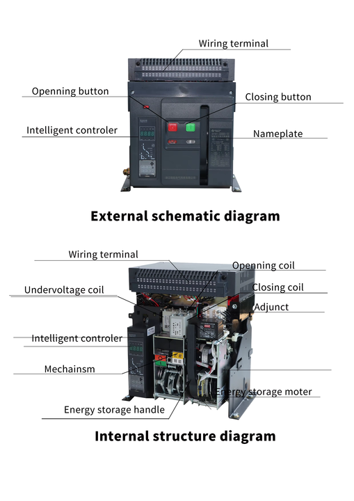 Universal ACB 3P 4P Air Circuit Breaker Fixed Type AC400V 100kA for ...