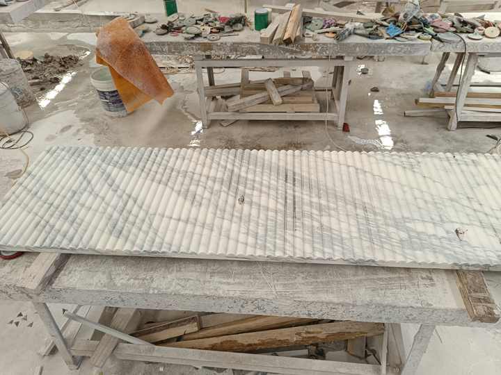Arabescato White Marble Fluted Slabs - Custom Sizes