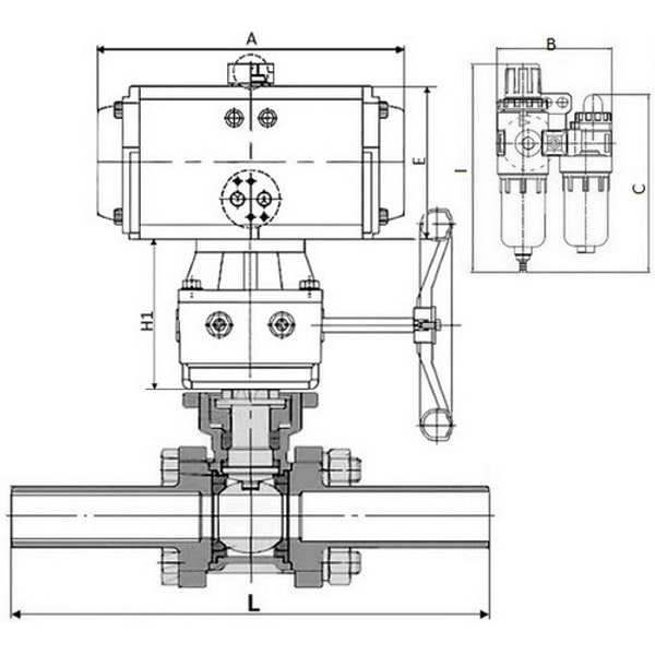 Stainless steel AISI 304 Ball Valve DNOVA BV3131P(3pc)-FP-W-ISO-H LONG ...