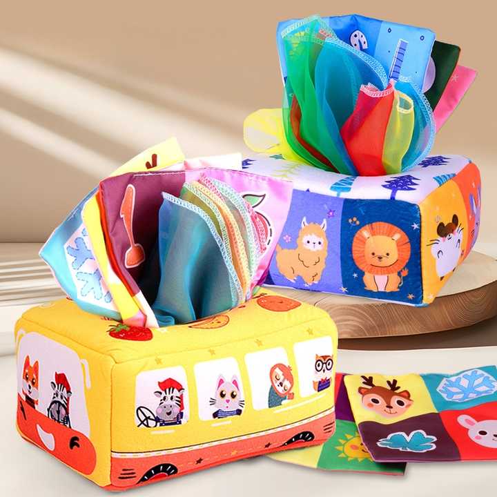 Montessori Tissue Box Toy for Babies 6-12 Months Soft Stuffed High ...