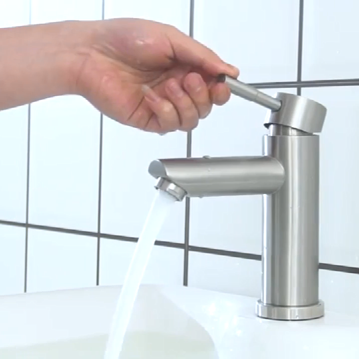 SUS304 Stainless Steel Bathroom Faucet one Hole Mixer Tap Deck Mount Black Tap Single Handle ...