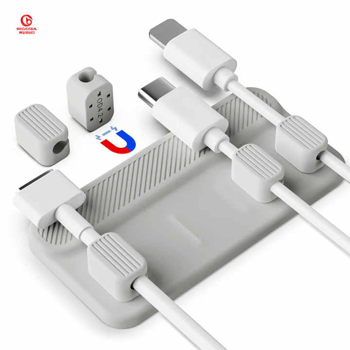 Magnetic Cable Holder with 5 Clips 3-in-1 Silicone Cord Management ...