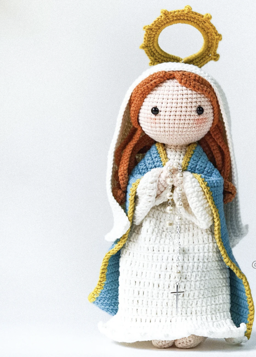 Crochet Virgin Mary - Christian Doll for Kids & Adults