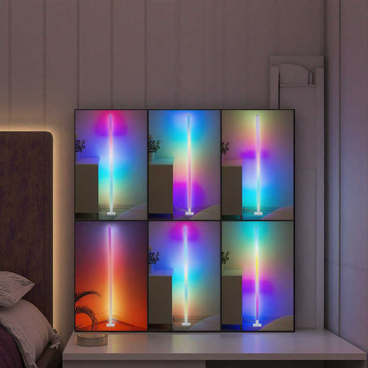 Nordic Modern RGB LED Floor Lamp for Bedroom Sensor Control Color ...
