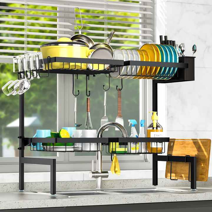 High Efficiency 65-105cm Dish Rack Over Sink Dish Drainer Drying Rack for Kitchen Counter ...