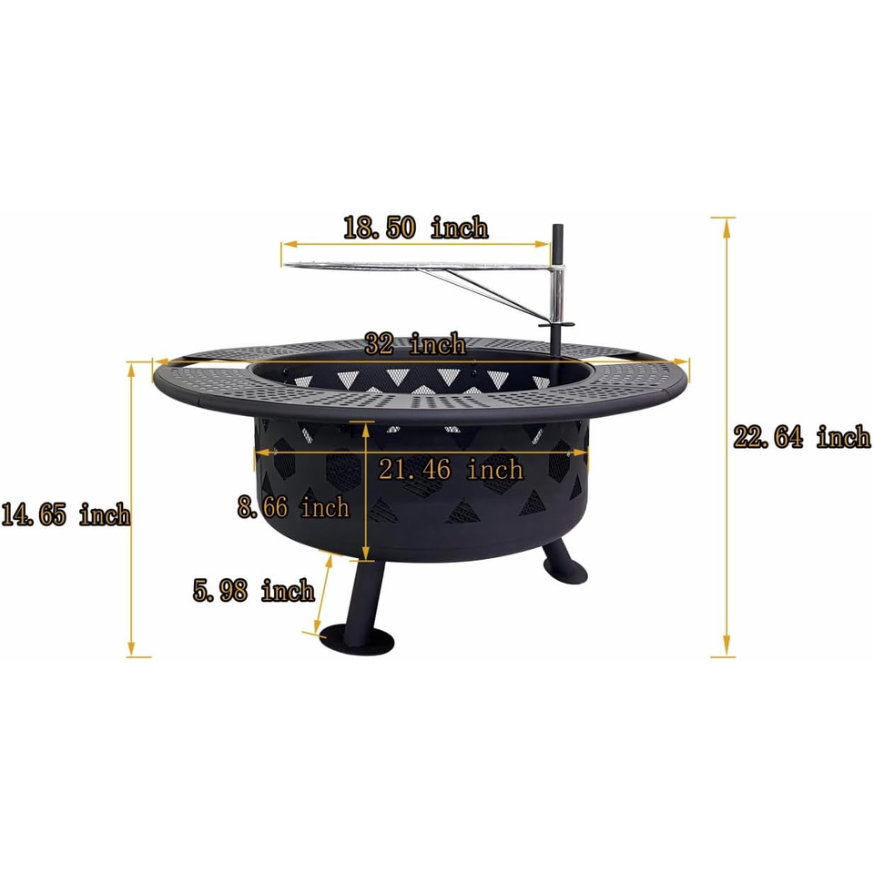 Factory Price Outdoor Wood Burning Steel Fire Pit Round 76cm Diameter ...