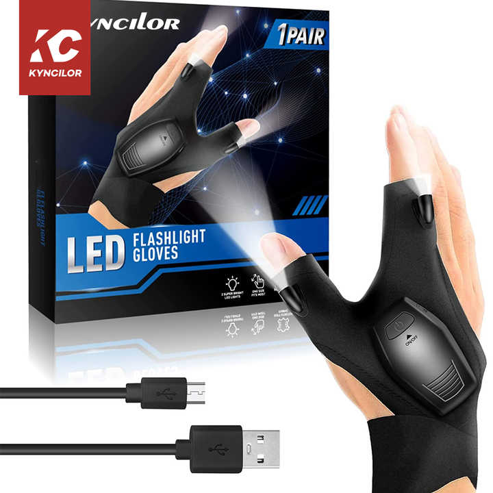 Hands-free Work Gloves LED Flashlight Gloves - Rechargeable & Battery ...