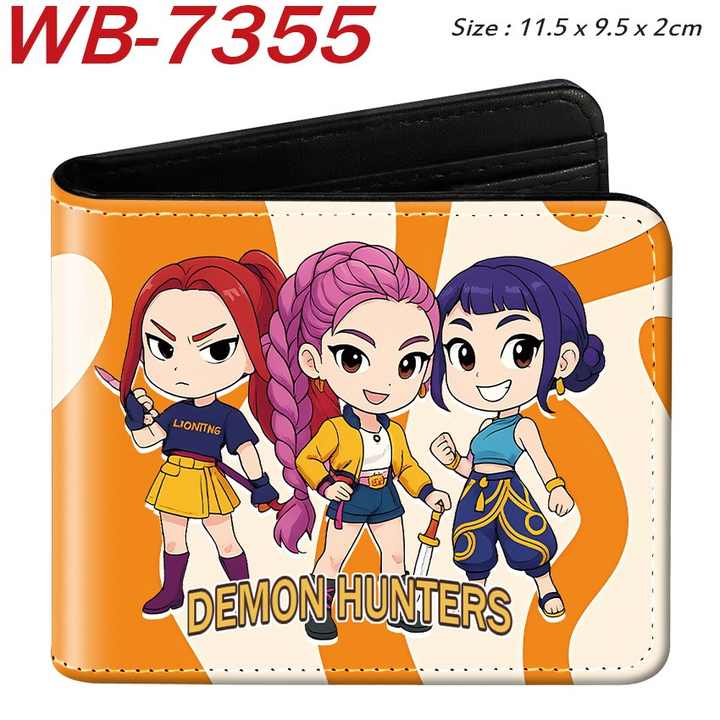 New Kpop Demon Hunters Folding Short Wallet Cartoon Cute Coin Purse PU ...