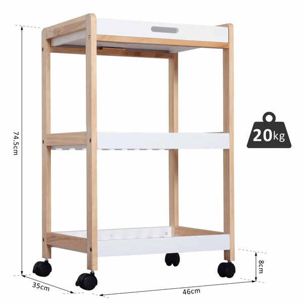 Custom 3 Tier Mobile Serving Trolley Kitchen Cart with Rolling Wheels ...