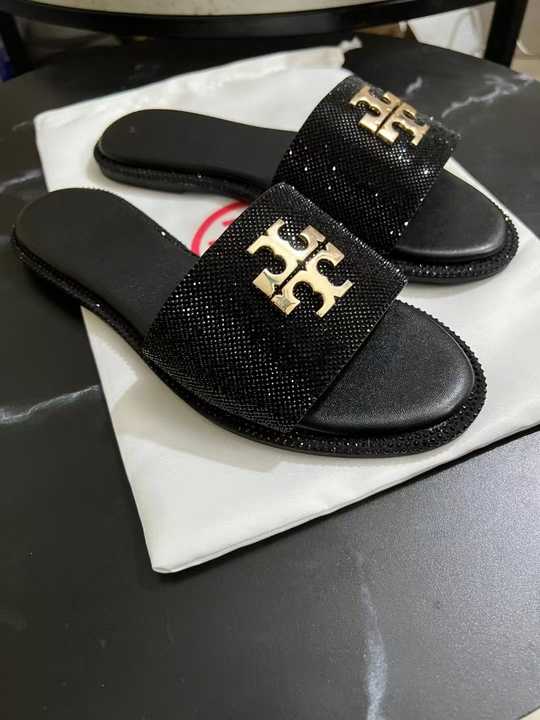 Luxury Brand Ladies leather Shiny TB Sandals Summer Flat Beach Slide ...