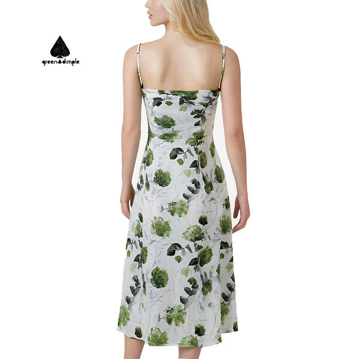 GREEN DIMPLE Clothes Women Dresses Midi Linen Fashion Elegant Summer ...