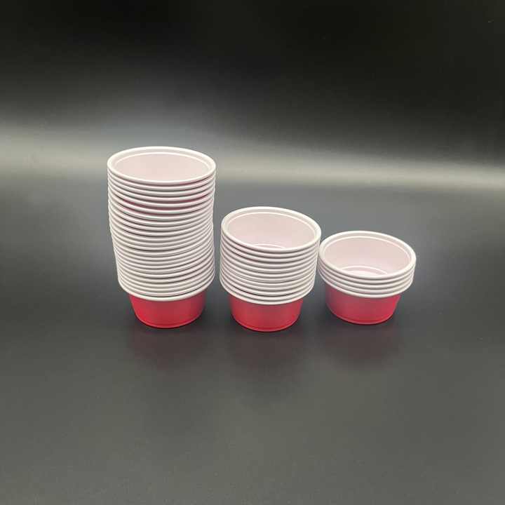 H91004RW Small Red and White PP Portion Cups 2oz Plastic Disposable ...