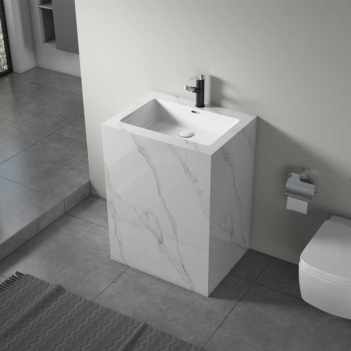 Seamless Connection Ceramic Integrated Rock Slab Column Basin ...