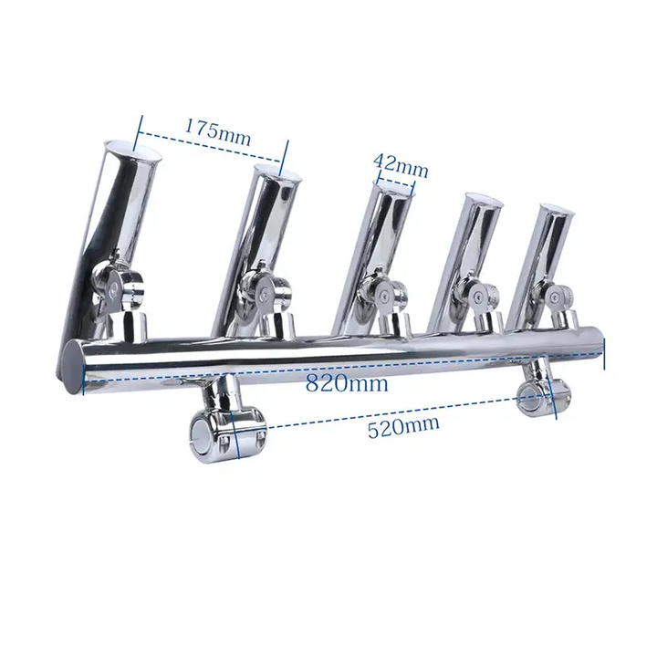 5 Tubes 304 Stainless Steel Fishing Rod Holders - Adjustable