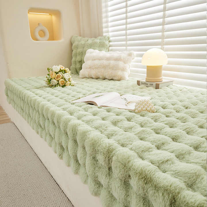 Bubble Round Faux Rabbit Fur Carpet - Camel Colour Living Room