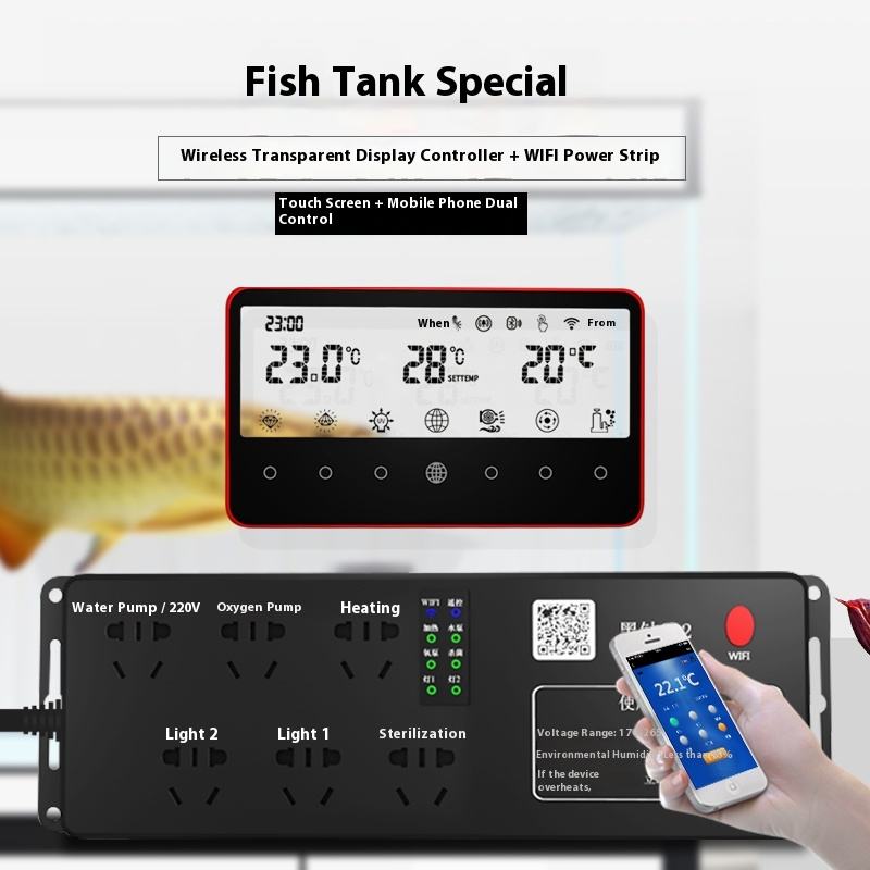 Smart Rectangle Aquarium Controller 220V Transparent Display Remote ...