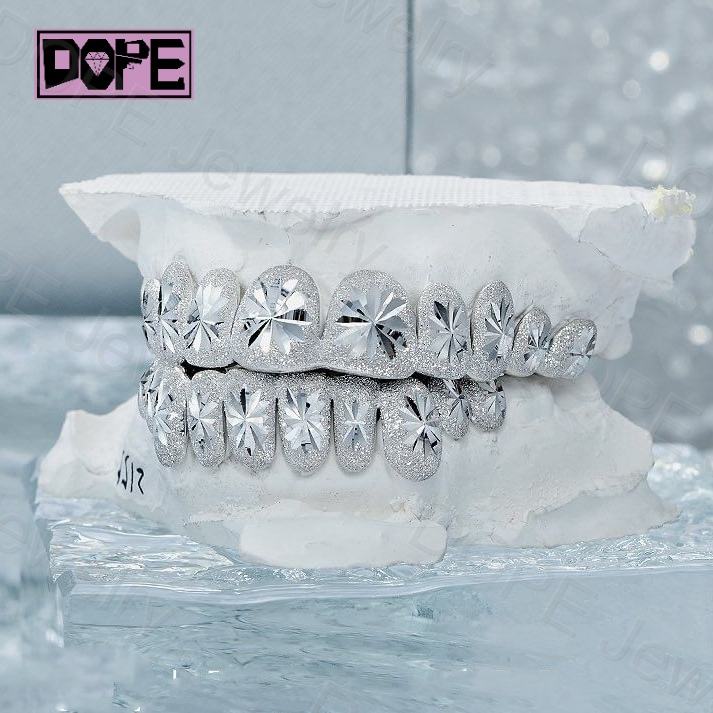 Dope Jewelry Custom Grillz Teeth Solid 925 Sterling Silver 3D Engraving ...