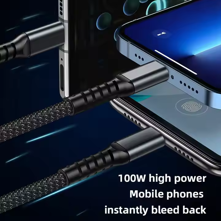 3-in-1 Fast Charging Cable 100W-120W 5V 1.2m with Digital Display USB ...