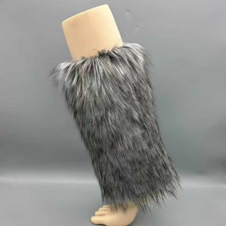 Women Faux Fur Leg Plush Fur Socks Comfortable Leg Warmers Winter Boot ...