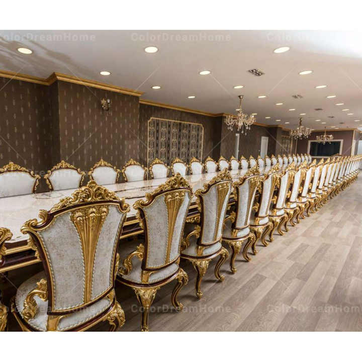 Turkey Dining Table with Carved Chair Furniture Set