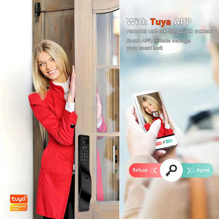 Tuya 3d Face Real-Time Intercom Smart Door Lock for Front Door Digital Automatic Palm Vein ...
