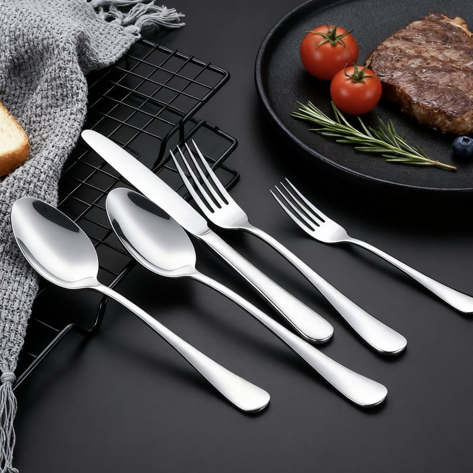Wholesale Luxury Stainless Steel Tableware Set with Long Spoon and Fork ...