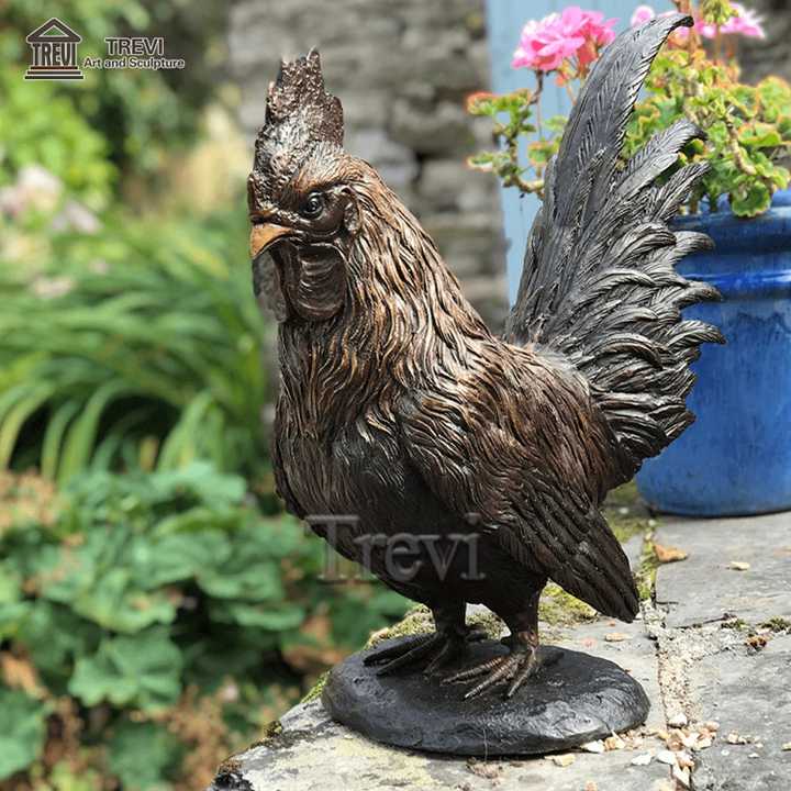 Outdoor Metal Statue - Life Size Bronze Rooster Sculpture