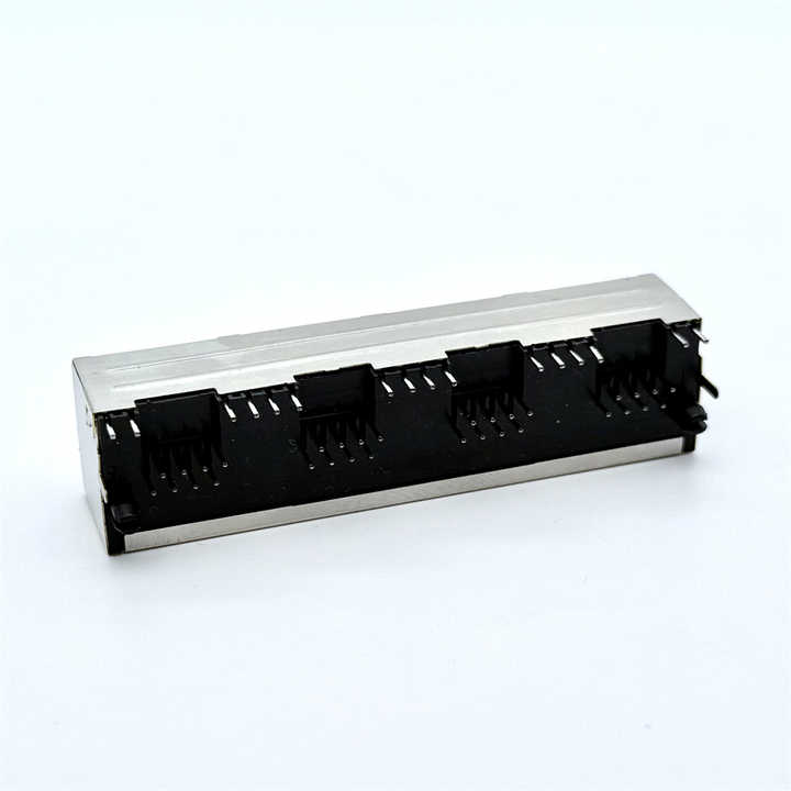 Soulin 1x4 Port RJ45 Female LAN Socket Connector with Bi-Color (Left ...