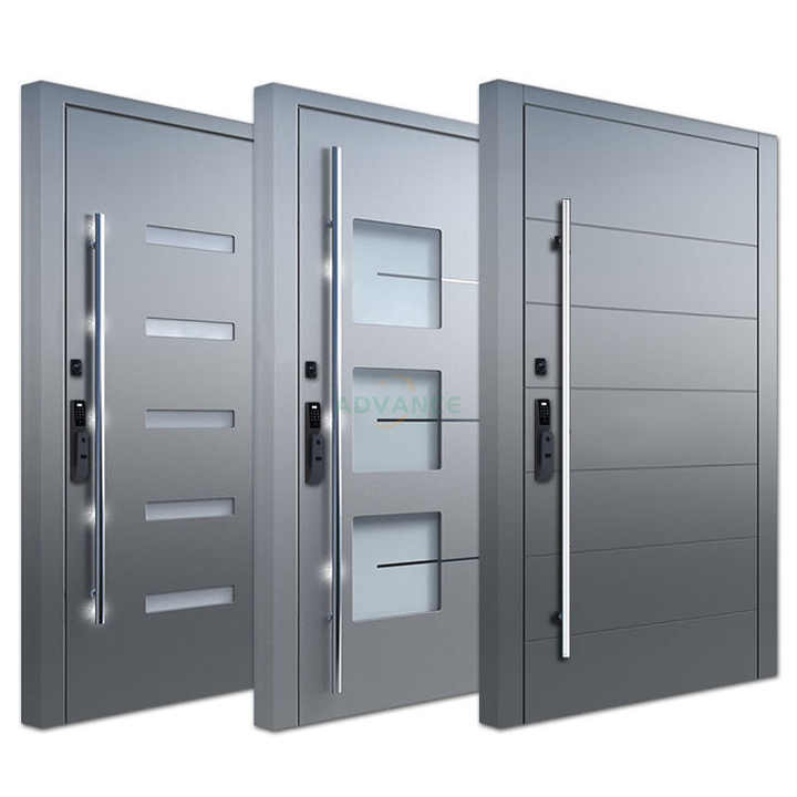 Modern Steel Security Pivot Door with Smart Lock & Custom Designs