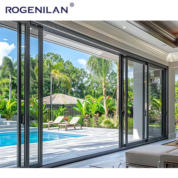 ROGENILAN Villa Exterior Sliding Doors Aluminum Frame Sliding Door ...