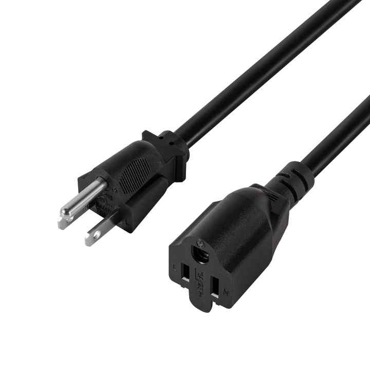 6ft Heavy Duty Extension Cord NEMA 5-15R to NEMA 5-15P Black Extension Cord 15A 125V 14AWG Heavy ...