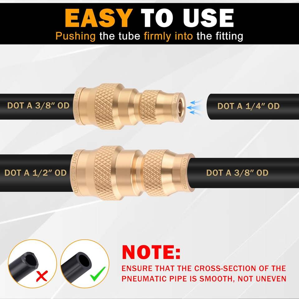 Factory 1/2" OD X 3/8" OD Tube Reducer Connector Quick Push Lock ...