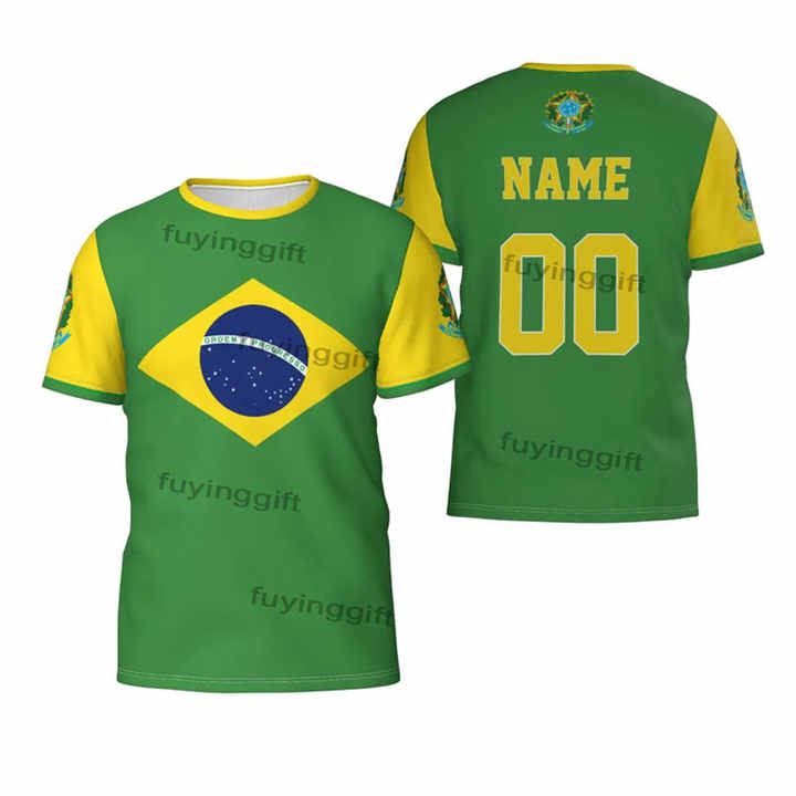 Custom Name Number Brazil Country Flag Jersey 3d Printed Brazilian ...