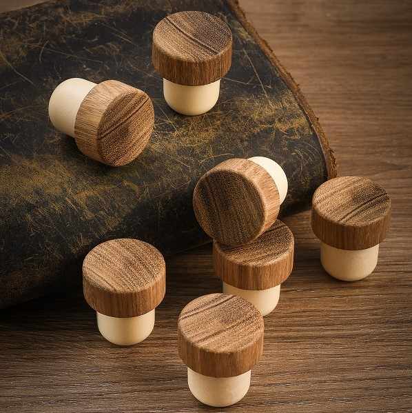 COMPASS Reusable Wooden Bar-Top Cork Stopper Wine Conical Bottle ...
