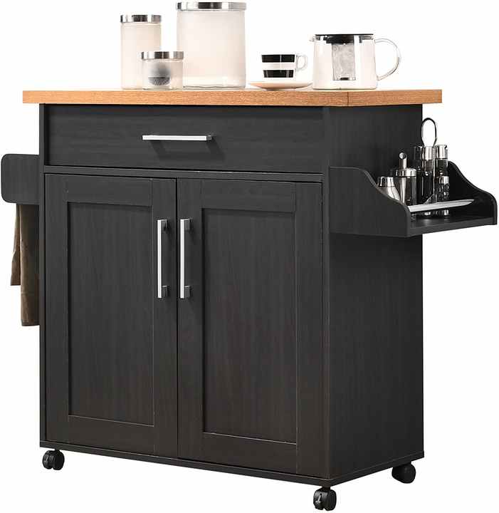 OEM Black Wood Modern Rolling Buffet Bar Furniture