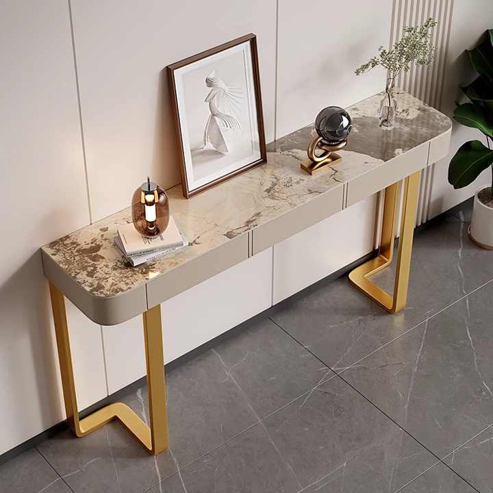 Italian Luxury Modern Narrow Wall Console Table All-In-One Entrance ...