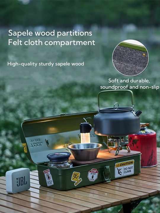 HYSJ Camping Metal Storage Box - Durable & Double-layered