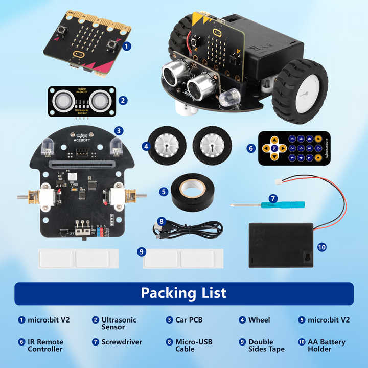ACEBOTT ODM TinkerBott Microbit Stem Education Robot Car Kit 2WD With ...
