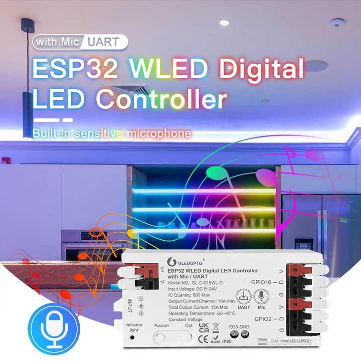 Gledopto ESP32 WLED Addressable Pixel LED Strip Programmabled ...