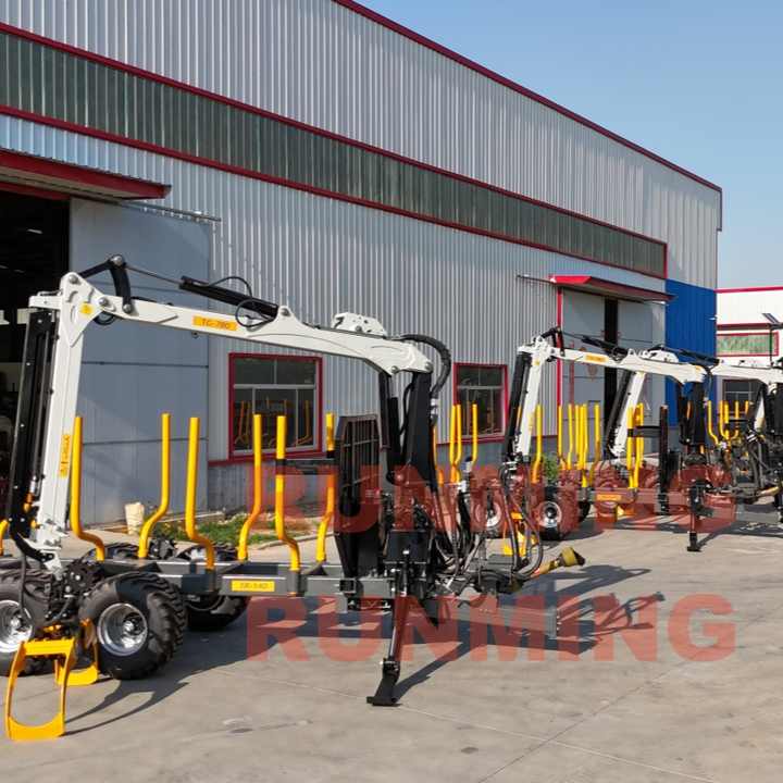 CE Product Forestry Machinery Forest Timber Log Trailer with Crane ...