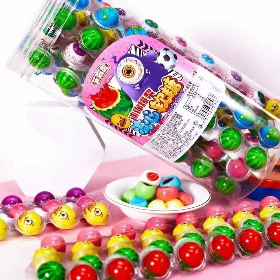 Wholesale Fruity Cartoon Ball Filled Jam Gummy Eyeball Shape Soft Candy ...