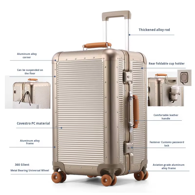 2026 Hot PC Aluminum Frame Suitcase Spinner Trolley Case 28 Inch ...