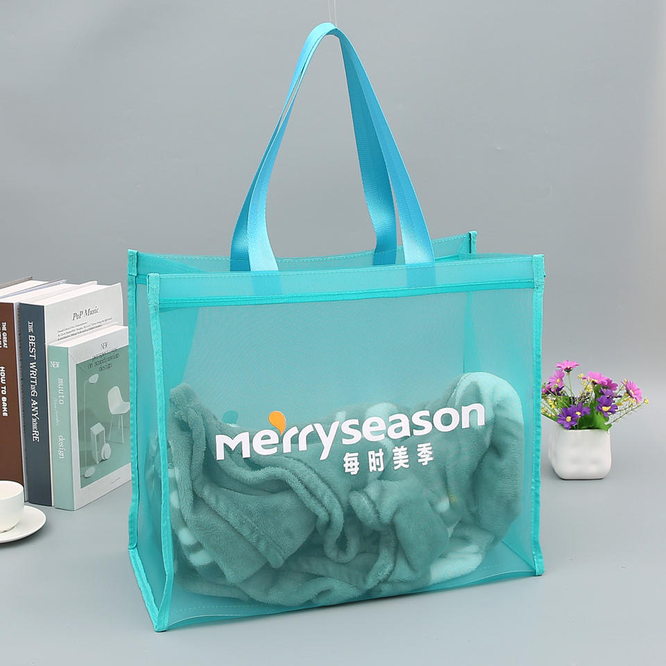 Custom logo Nylon Mesh Tote Bags Silkscreen Printing Logo Nylon Mesh ...