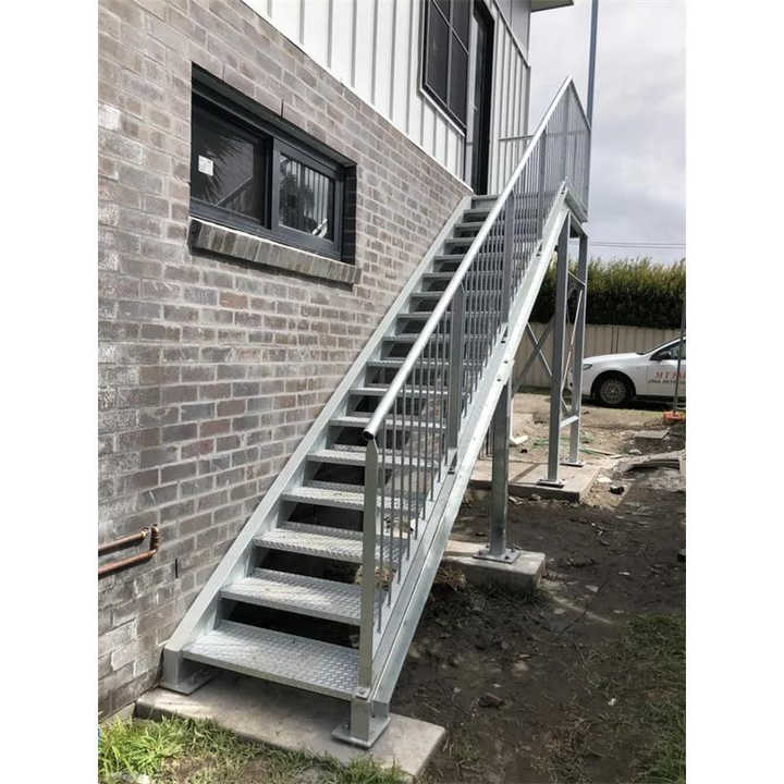 Outdoor Staircase Design with Galvanized Steel & Cast Iron