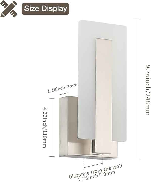 SIMIG Modern LED Wall Sconce 7W Brushed Nickel Indoor Wall Lighting ...