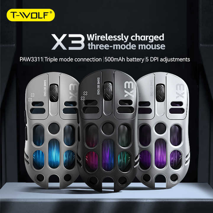 T-WOLF X3 Gaming Mouse - 12000DPI, Wireless, and Ergonomic