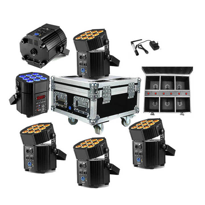 Charge 6in1 Flight Case Battery LED Par Light RGBWA+UV